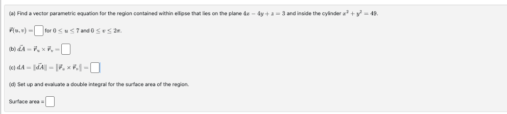 Solved (a) ﻿Find a vector parametric equation for the region | Chegg.com