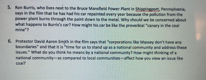 Solved 5. Ron Burris, who lives next to the Bruce Mansfield | Chegg.com