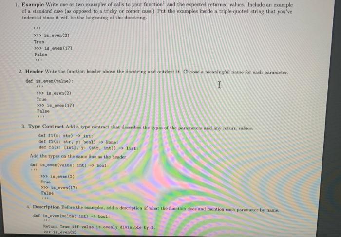 Solved 1. Example Write one or two examples of calls to your | Chegg.com