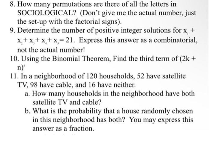Solved 8. How many permutations are there of all the letters | Chegg.com