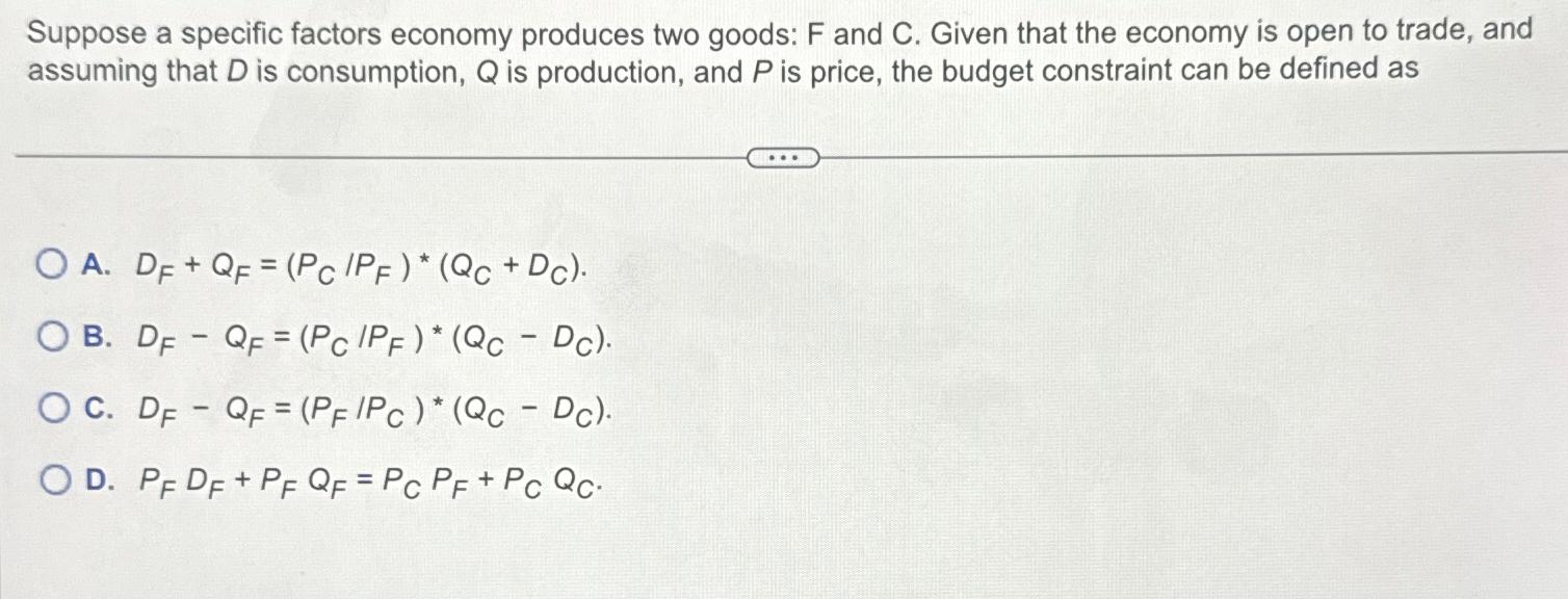 Solved Suppose a specific factors economy produces two | Chegg.com