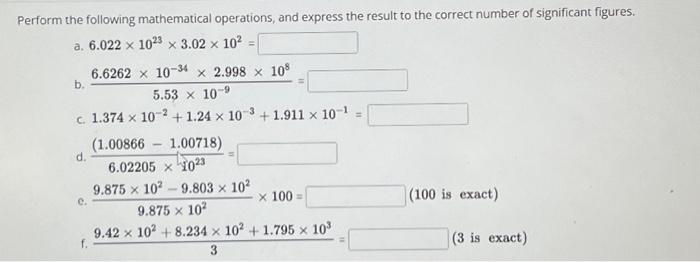 Solved Perform the following mathematical operations, and | Chegg.com