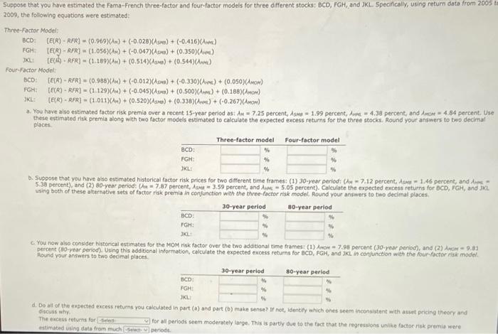 our-factor Model: FGH: | Chegg.com