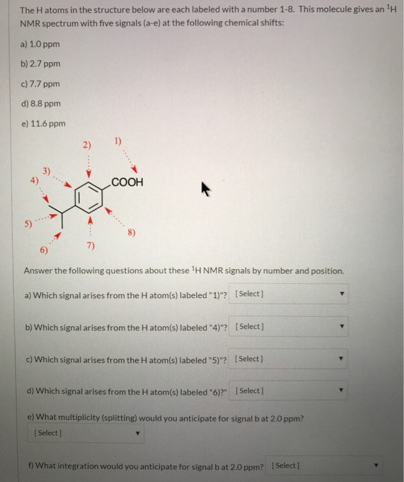 Solved The H atoms in the structure below are each labeled | Chegg.com