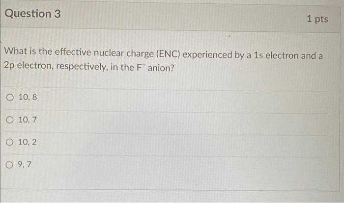 Solved What is the effective nuclear charge (ENC) | Chegg.com