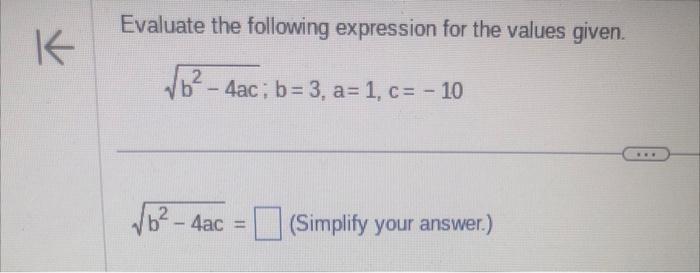 Solved Evaluate the following expression for the values | Chegg.com