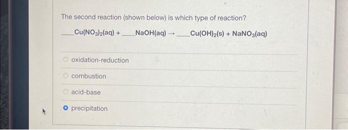 Solved The second reaction (shown below) is which type of | Chegg.com