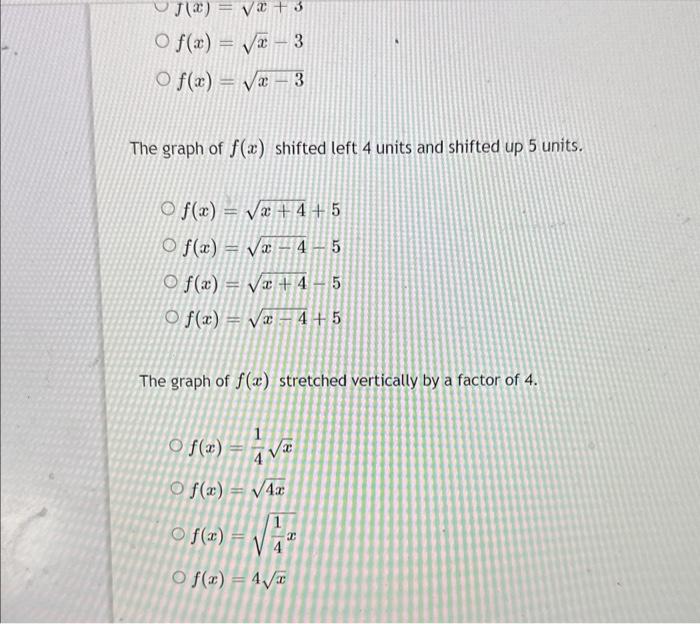 Solved Suppose f(x)=x. Give the function for each of the | Chegg.com
