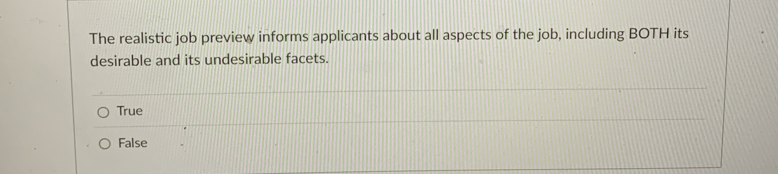 Solved The realistic job preview informs applicants about | Chegg.com