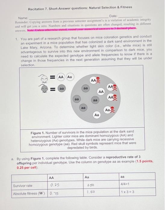 Solved Recitation 7. Short-Answer questions: Natural | Chegg.com