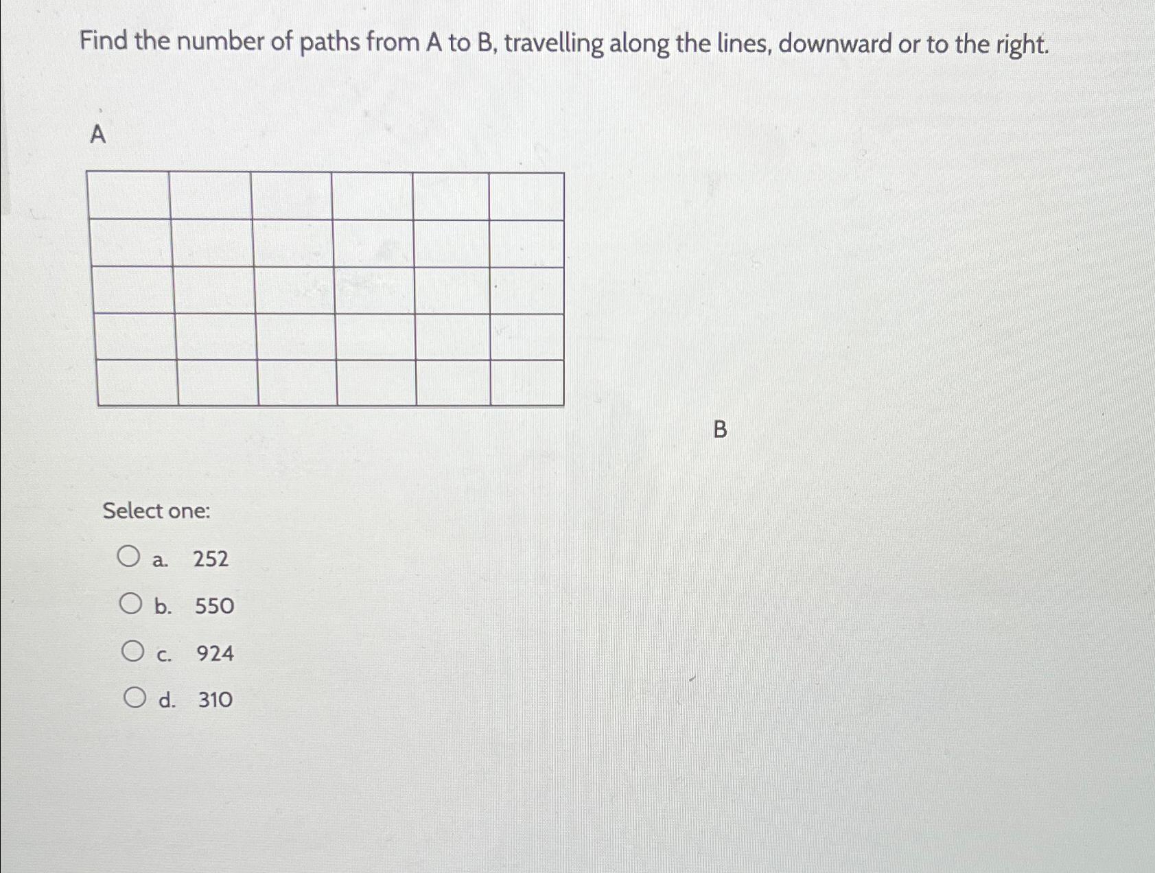 Solved Find the number of paths from A to B, ﻿travelling | Chegg.com