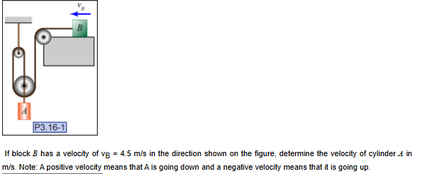 Solved If ﻿block B ﻿has a velocity of vB=4.5ms in ﻿the | Chegg.com