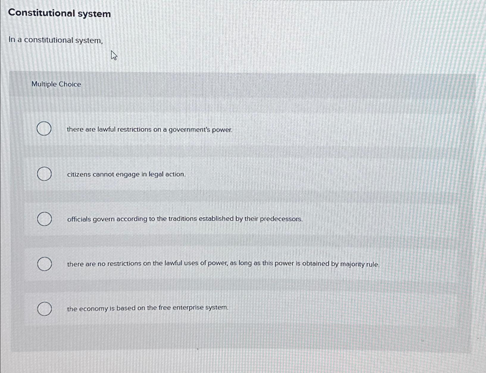 Solved Constitutional systemIn a constitutional | Chegg.com