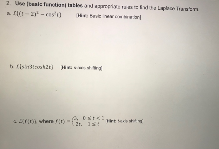 Solved 2 Use Basic Function Tables And Appropriate Rules 8526