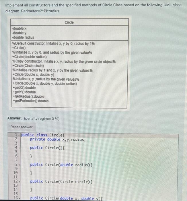 Solved implement all constructors and the specified methods | Chegg.com