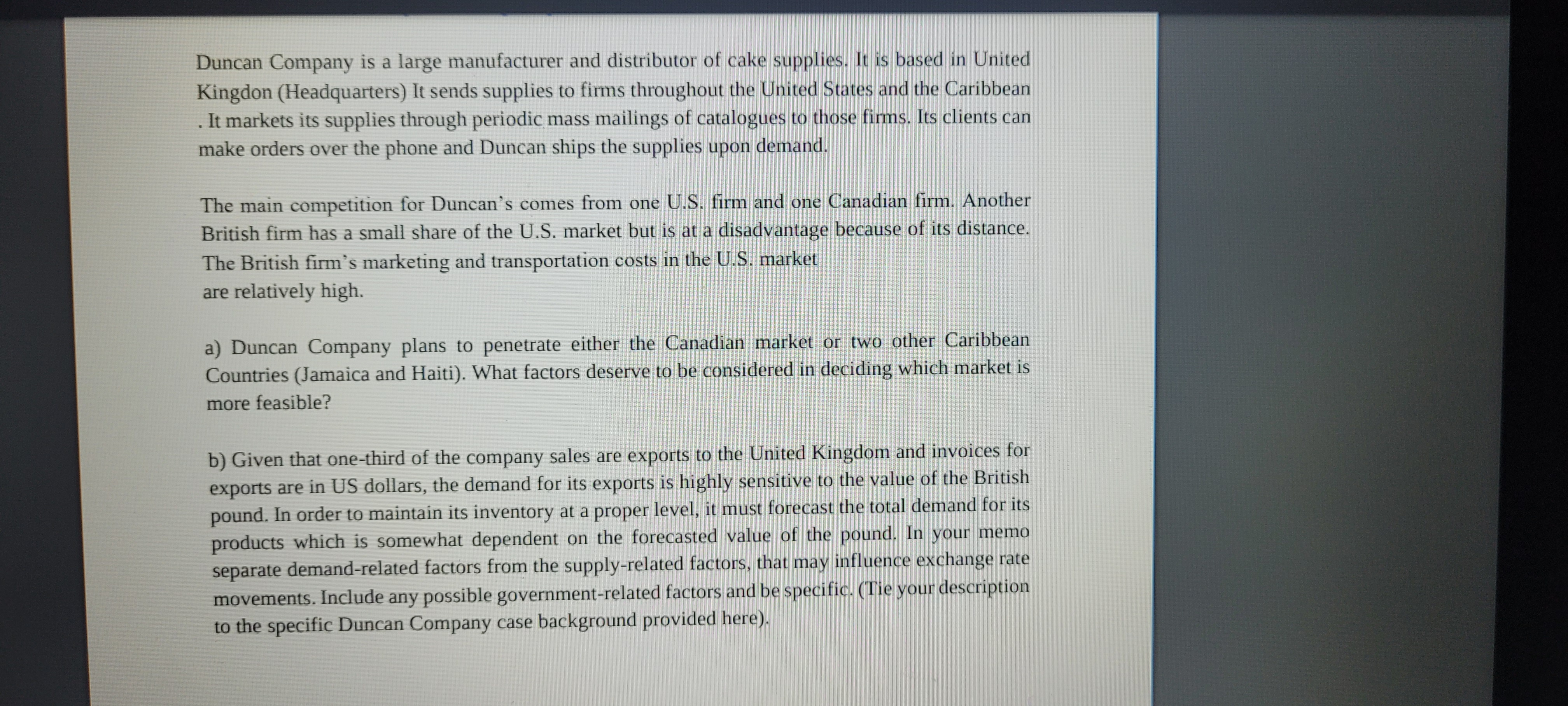 Solved Duncan Company is a large manufacturer and | Chegg.com