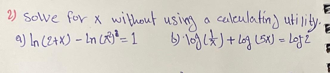 Solved Solve for x ﻿without using a calculating | Chegg.com
