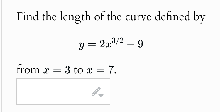 Solved Find the length of the curve defined byy=2x32-9from | Chegg.com