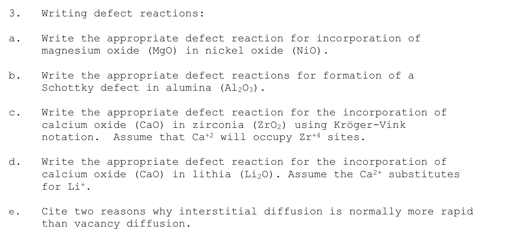 Solved Writing Defect Reactions A ﻿write The Appropriate