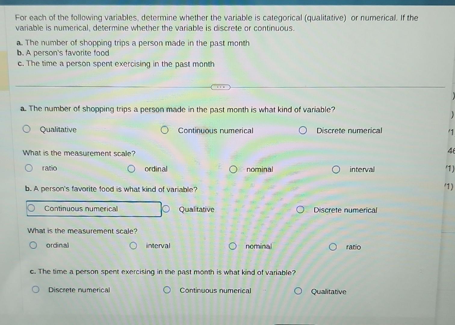 Solved For each of the following variables, determine | Chegg.com