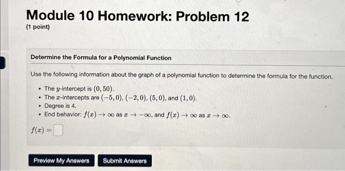 Solved Module 10 Homework: Problem 12 (1 point) Determine | Chegg.com