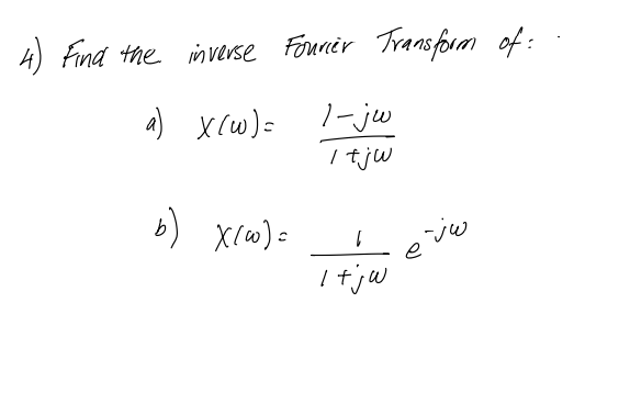 Solved Find the inverse Fourier Transform | Chegg.com