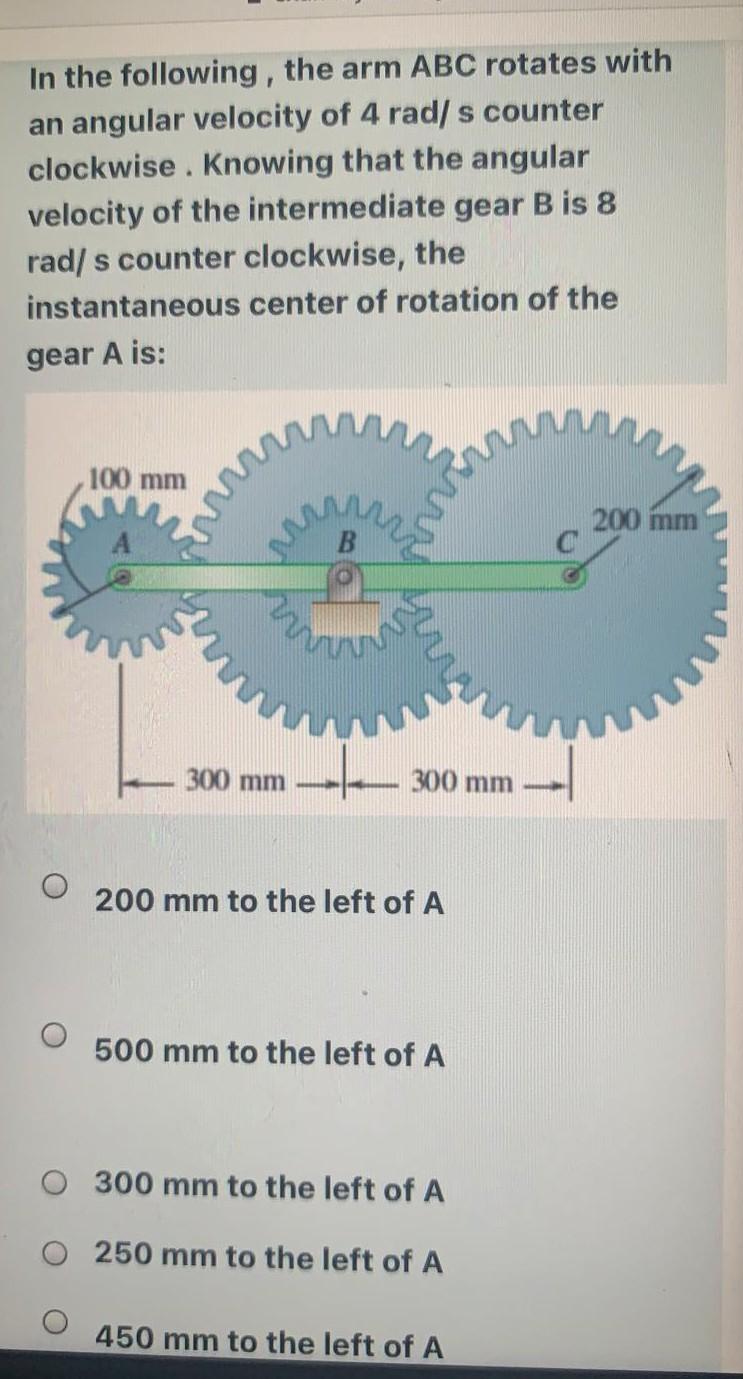 Solved In the following, the arm ABC rotates with an angular | Chegg.com