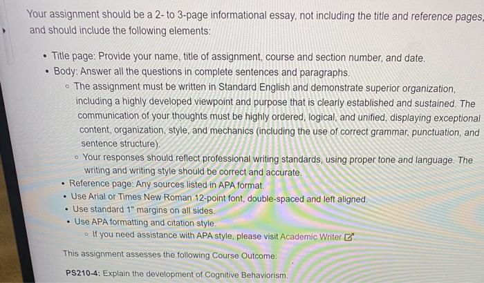 Solved Your assignment should be a 2- to 3-page | Chegg.com