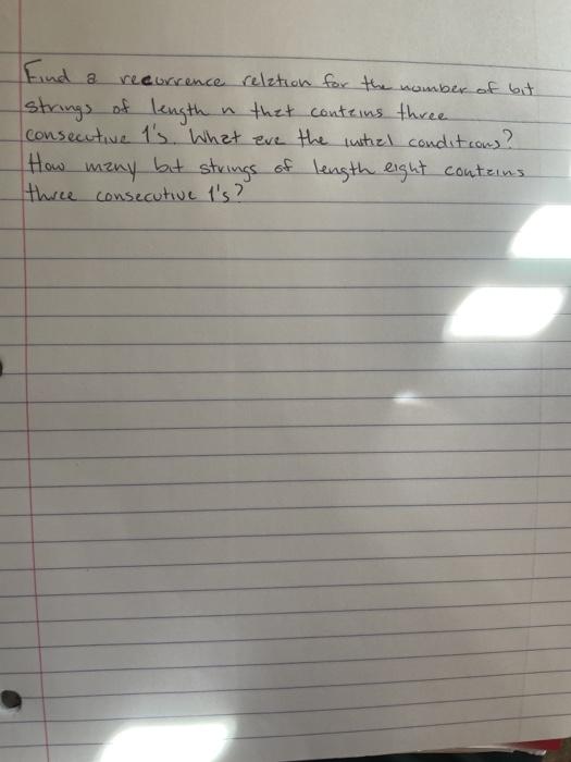 Solved Eind a recurrence relation for the nomber of bit | Chegg.com
