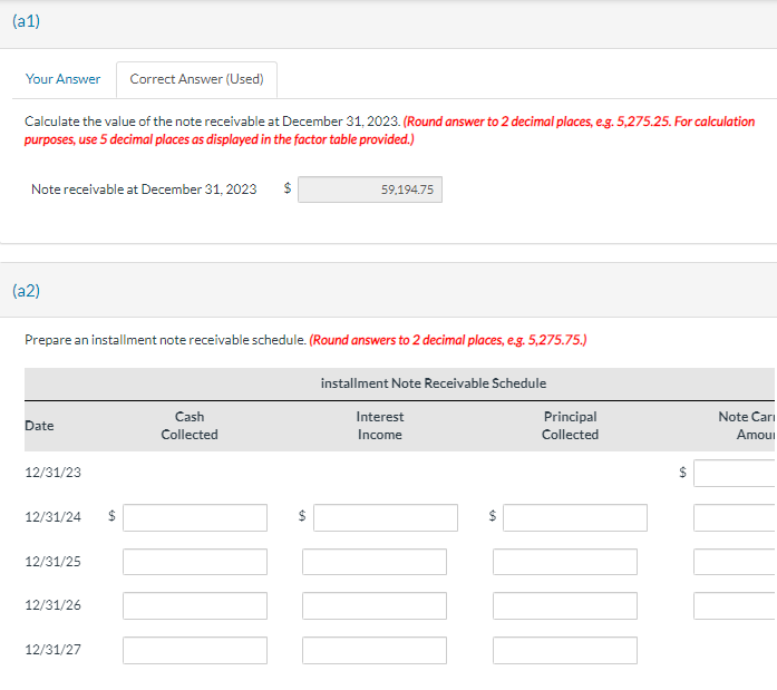 Solved Your AnswerCalculate the value of the note receivable | Chegg.com