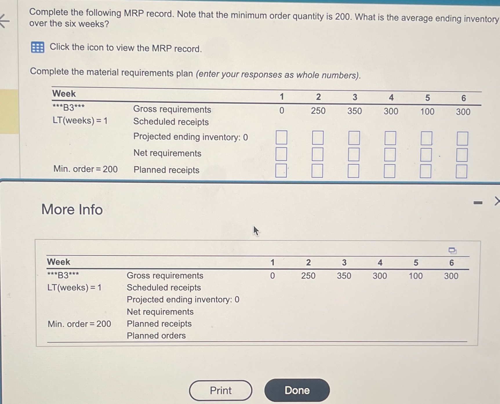 Solved Complete the following MRP record. Note that the | Chegg.com