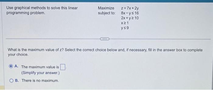 Solved Use graphical methods to solve this linear | Chegg.com