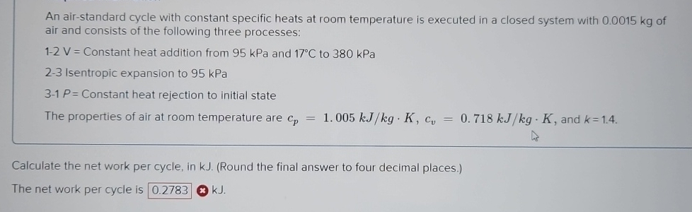 Solved An air-standard cycle with constant specific heats at | Chegg.com