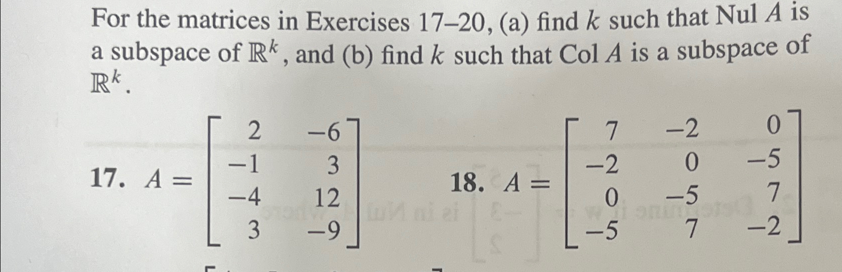 Solved Do 17: For the matrices in Exercises 17-20, (a) ﻿find | Chegg.com