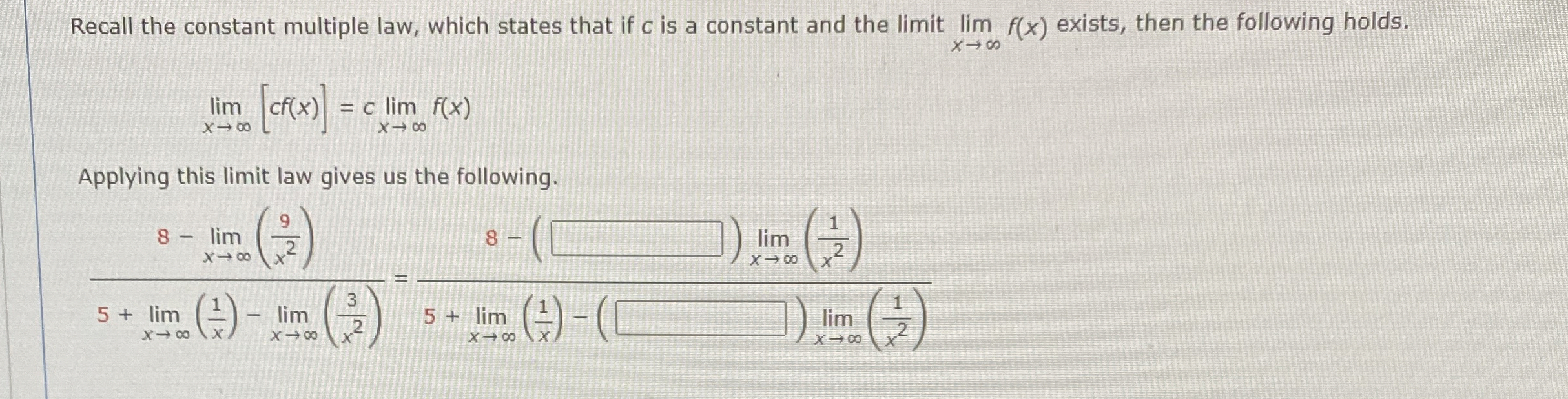 Solved Recall the constant multiple law, which states that | Chegg.com