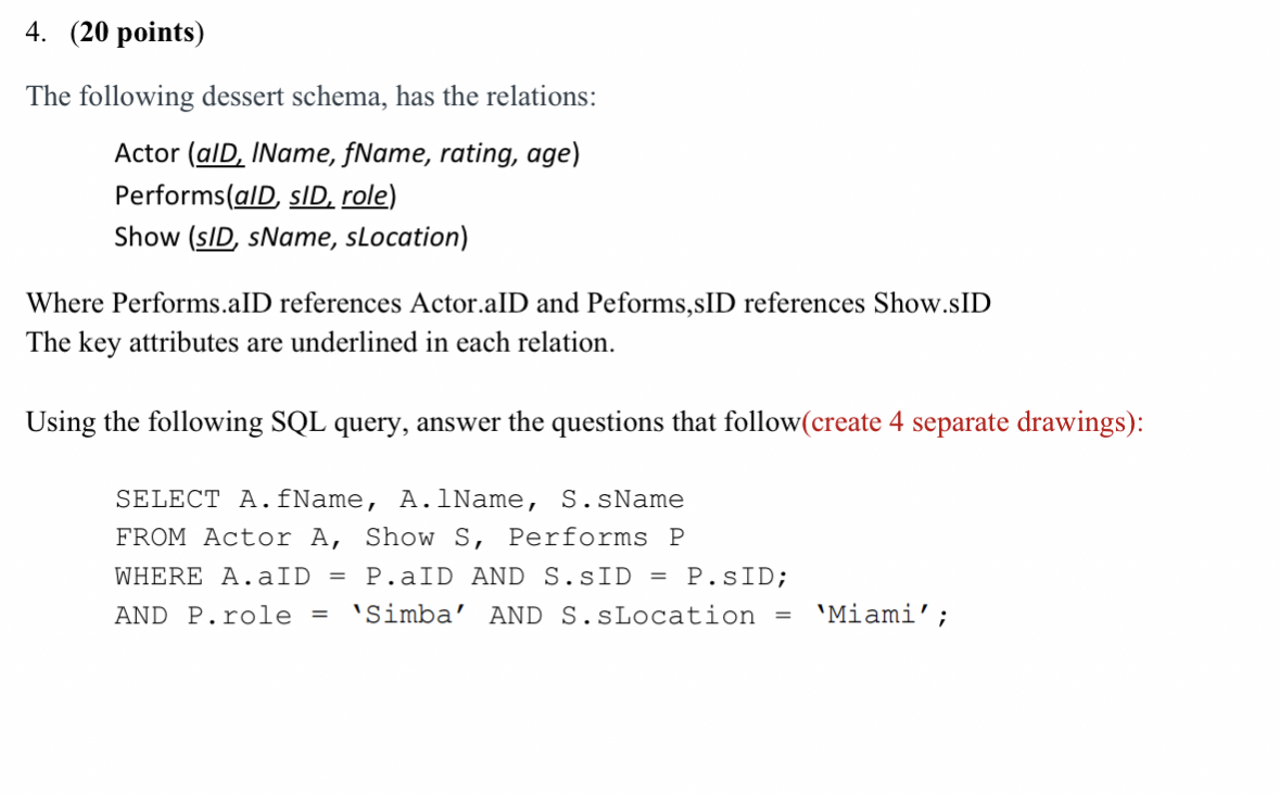 Solved (20 ﻿points)The following dessert schema, has the | Chegg.com
