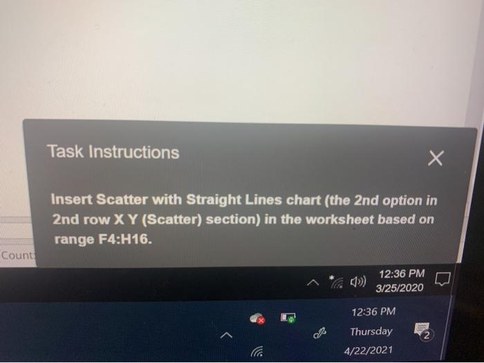 Task Instructions Х Insert Scatter with Straight | Chegg.com