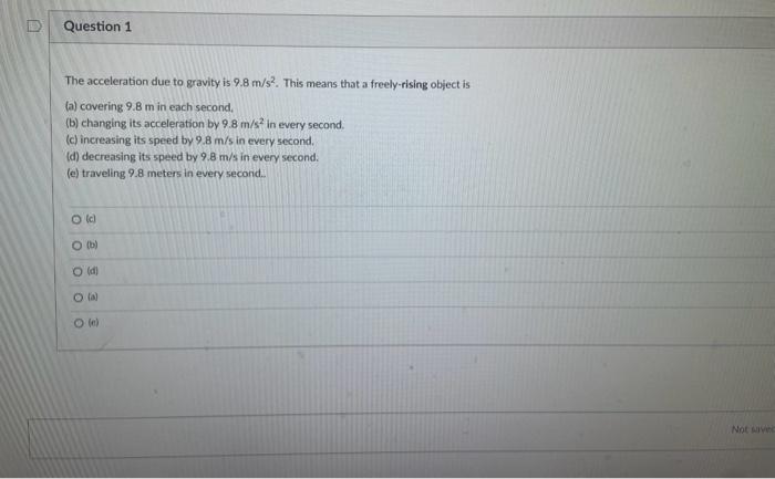Solved The acceleration due to gravity is 9.8 m/s2. This | Chegg.com
