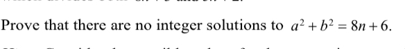 Solved Prove that there are no integer solutions to | Chegg.com