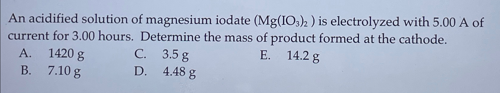 Solved An acidified solution of magnesium iodate (Mg(IO3)2) | Chegg.com