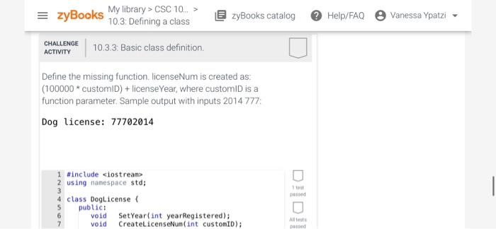 Solved My library > CSC 10... > = zyBooks - ono 10.3: | Chegg.com