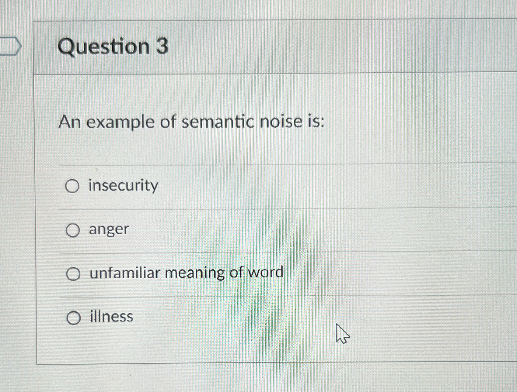 Solved Question 3An example of semantic noise | Chegg.com