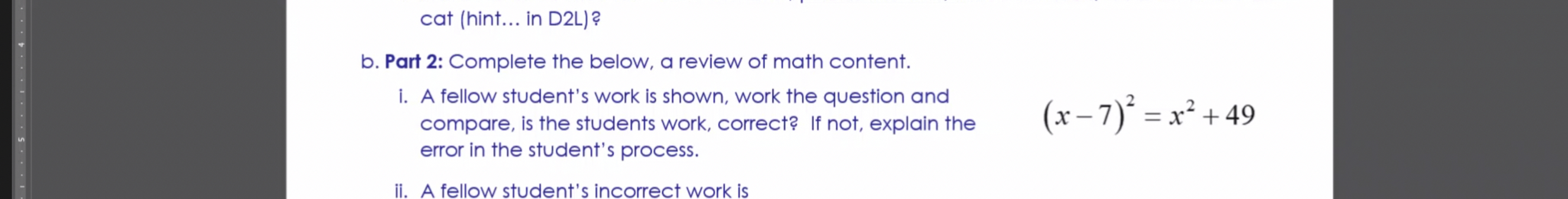 Solved b. ﻿Part 2: Complete the below, a review of math | Chegg.com