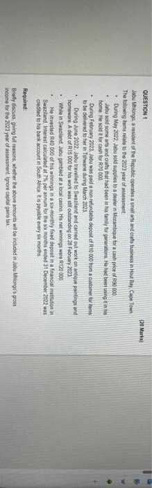 Solved QUESTION 1 (20 Marks Jabu Mhionge, a reeident of the | Chegg.com Solved QUESTION 1 (20 Marks Jabu Mhionge, a reeident of the | Chegg.com