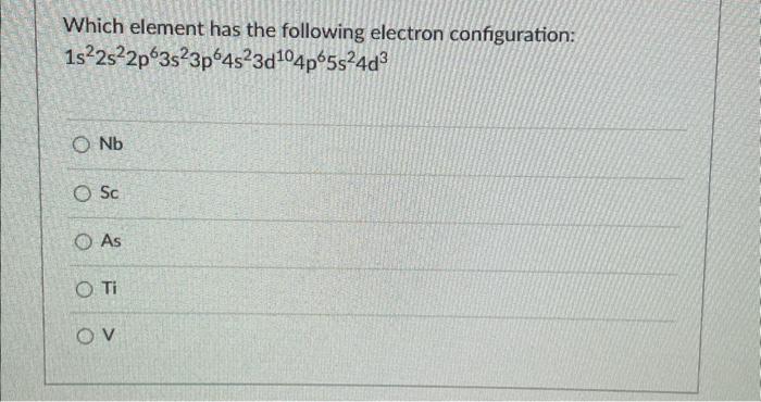 Solved Which element has the following electron | Chegg.com
