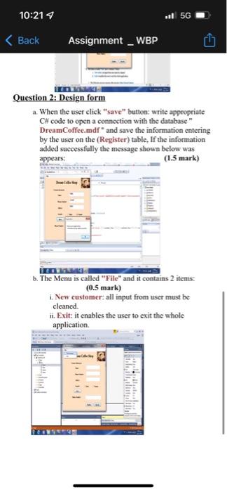 Solved Question 1: Design form ⋆ Dream Coffee Shop System is | Chegg.com