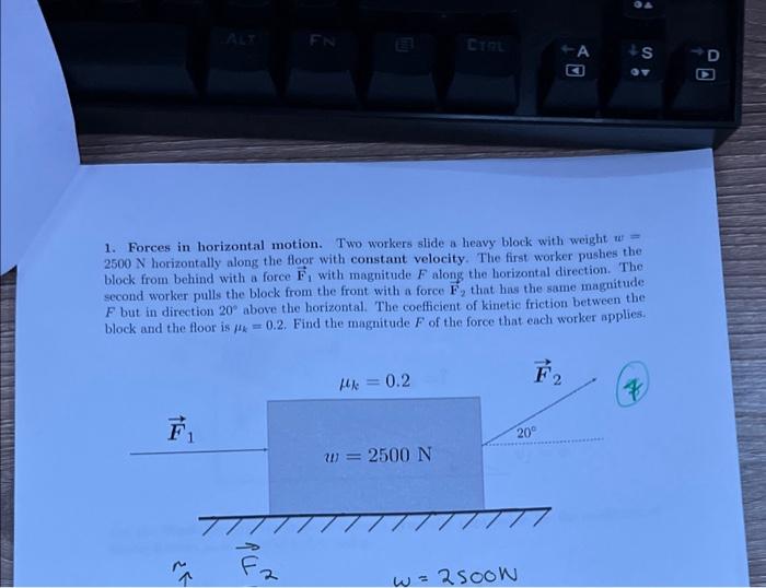 Solved 1. Forces in horizontal motion. Two workers slide a | Chegg.com