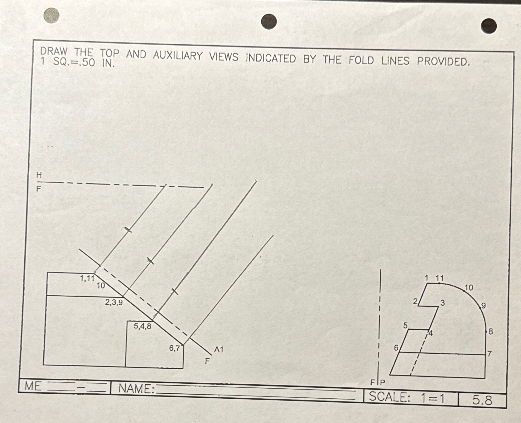 Solved DRAW THE TOP AND AUXILIARY VIEWS INDICATED BY THE | Chegg.com