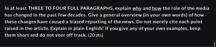 Solved In at least THREE TO FOUR FULL PARAGRAPHS, explain | Chegg.com