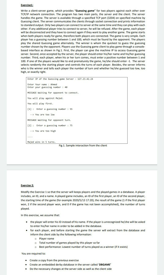 Exercise 1: Write a client-server game, which | Chegg.com